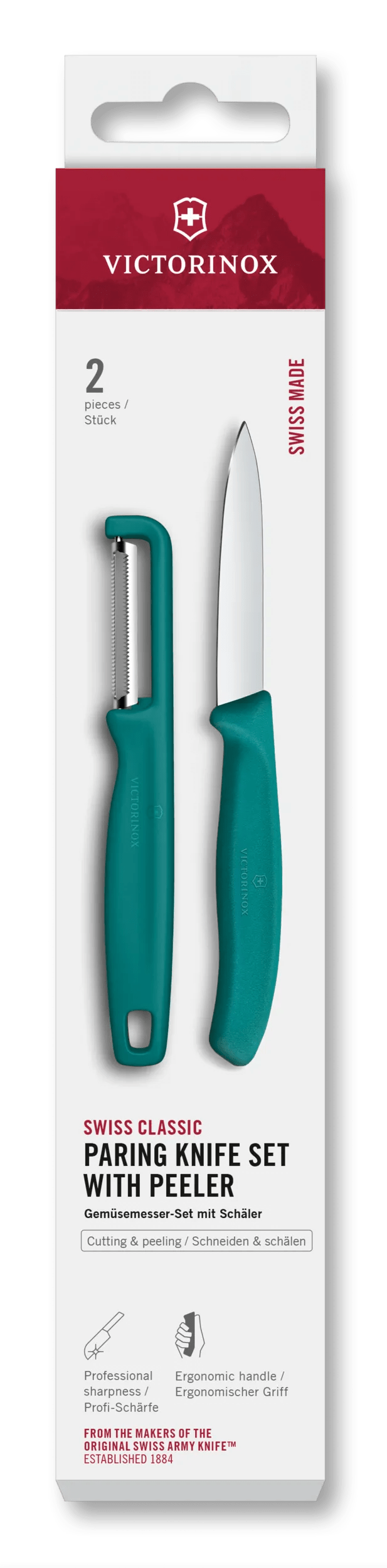 Victorinox Set de cuchillos mondadores Swiss Classic con pelador I, 2 piezas en kale green - 6. ...