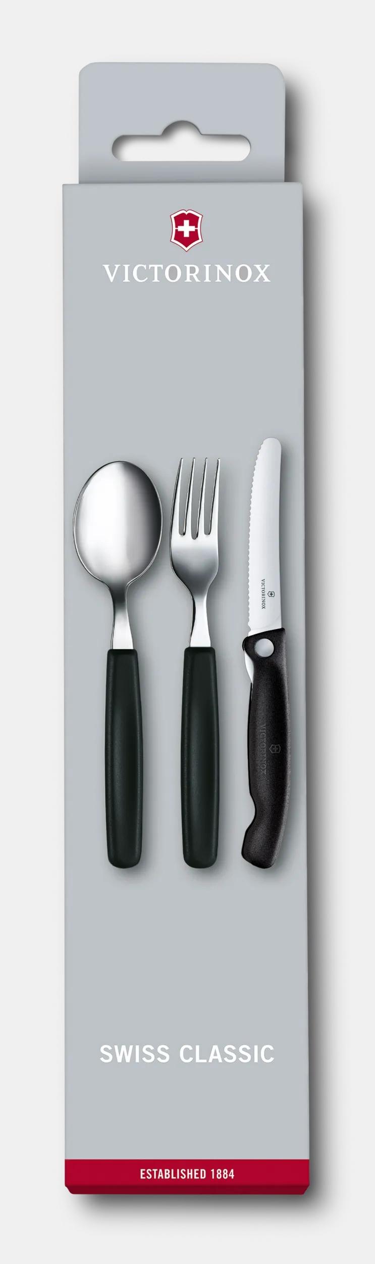 Victorinox Classic Paring Knife, Fork and Spoon Set, 4 in in Black - 6. ...